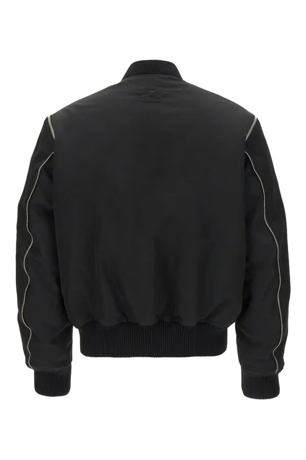 Off-White Bomber Jacket With Zipper Detail - Multicolor