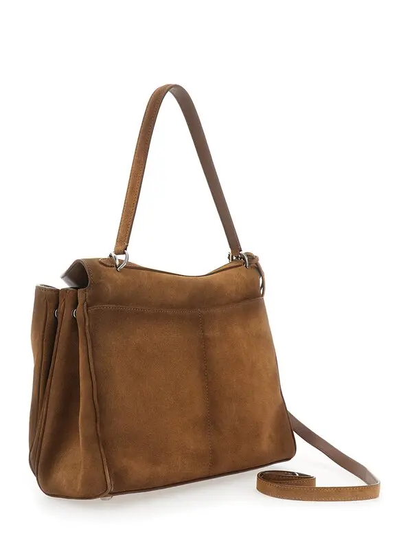 Balenciaga Rodeo Medium Suede Shoulder Bag With Removable Strap - Brown
