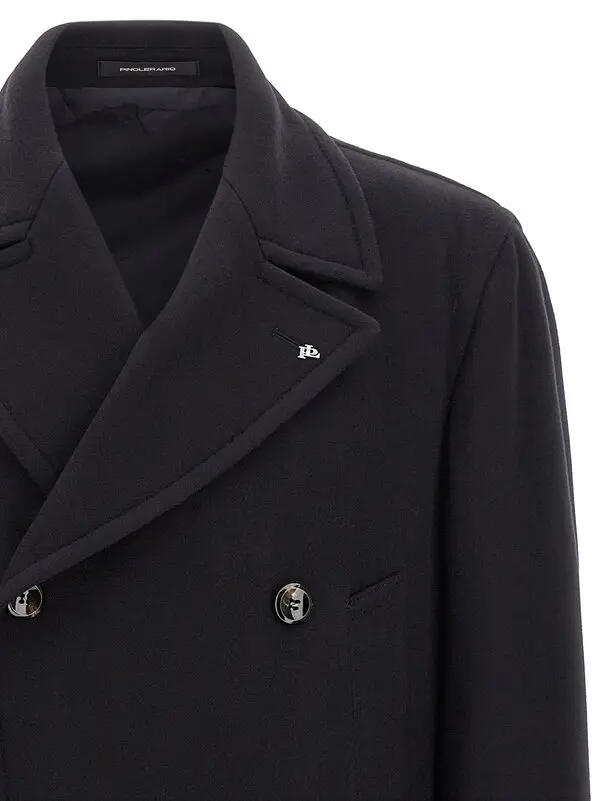 Tagliatore Double-breasted Wool And Cashmere Blend Midi Coat - Blue