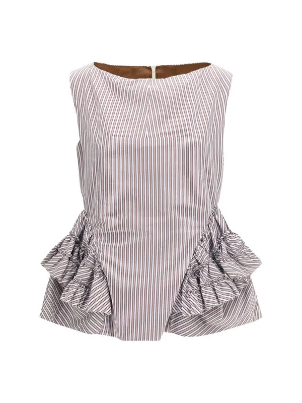 Dries Van Noten Striped Ruffled Peplum Top - Multicolor