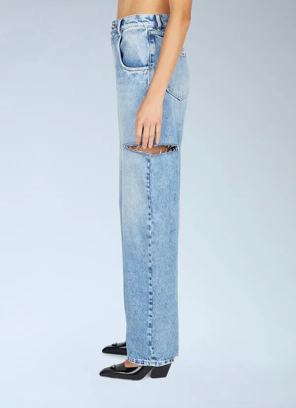 MAISON MARGIELA Ripped High-waist Denim Jeans - Blue