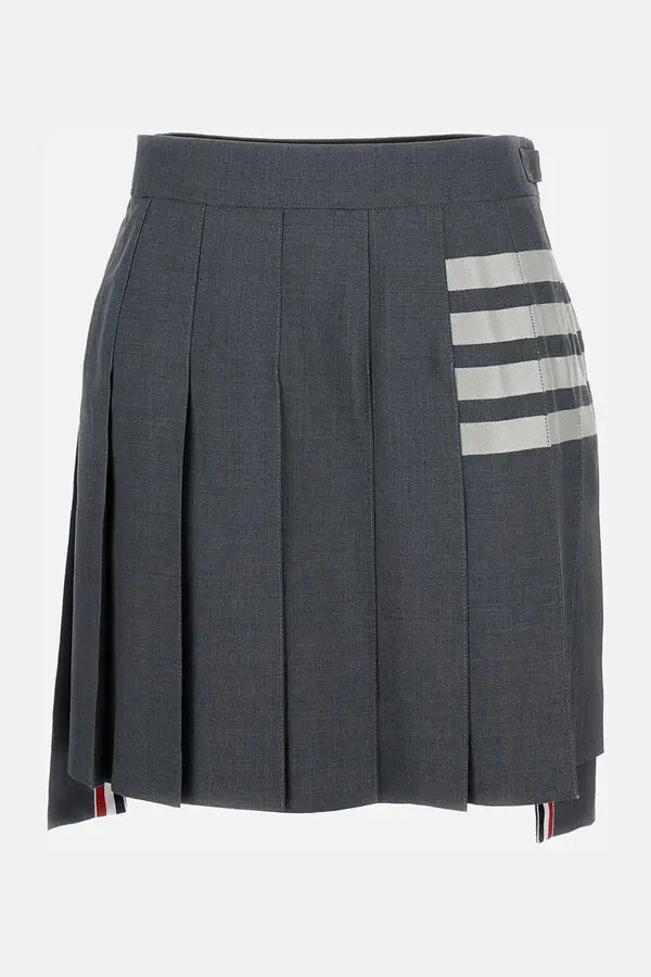 Thom Browne Pleated Mini Skirt With 4-bar Detail
