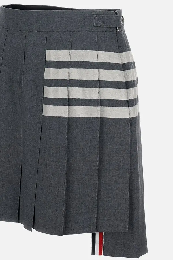 Thom Browne Pleated Mini Skirt With 4-bar Detail