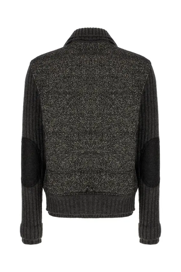 Dolce & Gabbana Chevron Pattern Zip-up Jacket With Stand Collar