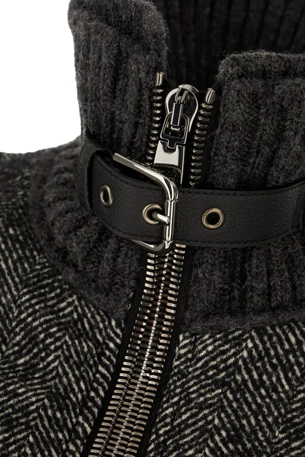 Dolce & Gabbana Chevron Pattern Zip-up Jacket With Stand Collar