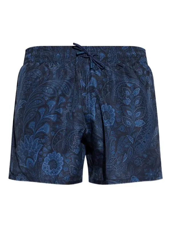 Etro Floral Paisley Swim Shorts - Blue