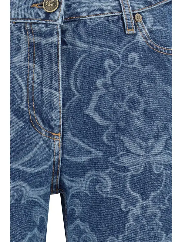 Etro Ornamental Jacquard Denim Jeans