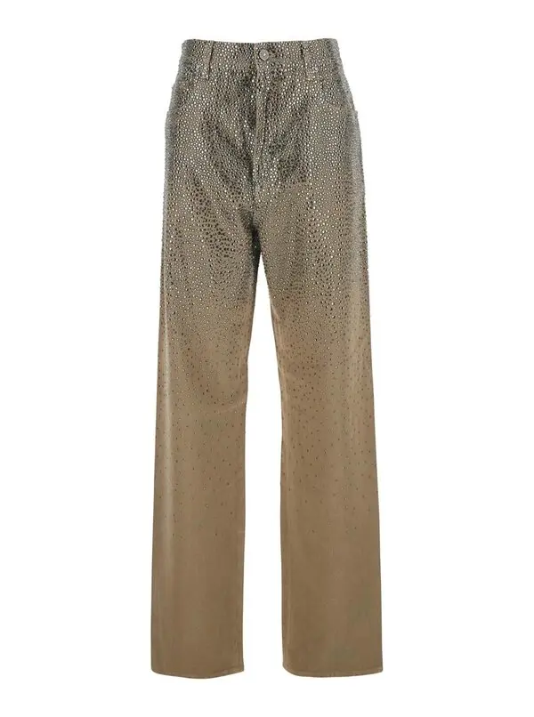 GOLDEN GOOSE Cotton Blend Pants With Crystal Embellishment - Multicolor