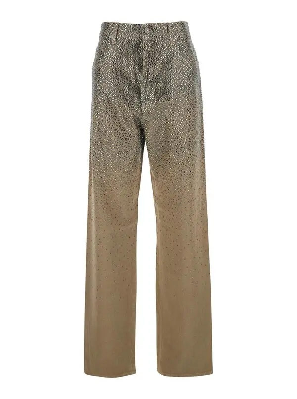 GOLDEN GOOSE Cotton Blend Pants With Crystal Embellishment - Multicolor