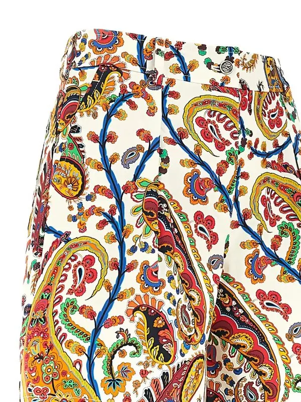 Etro Pleated Shorts With Paisley Print - White