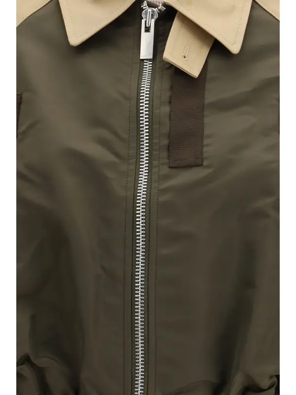 Sacai Cotton And Nylon Bomber Jacket - Green