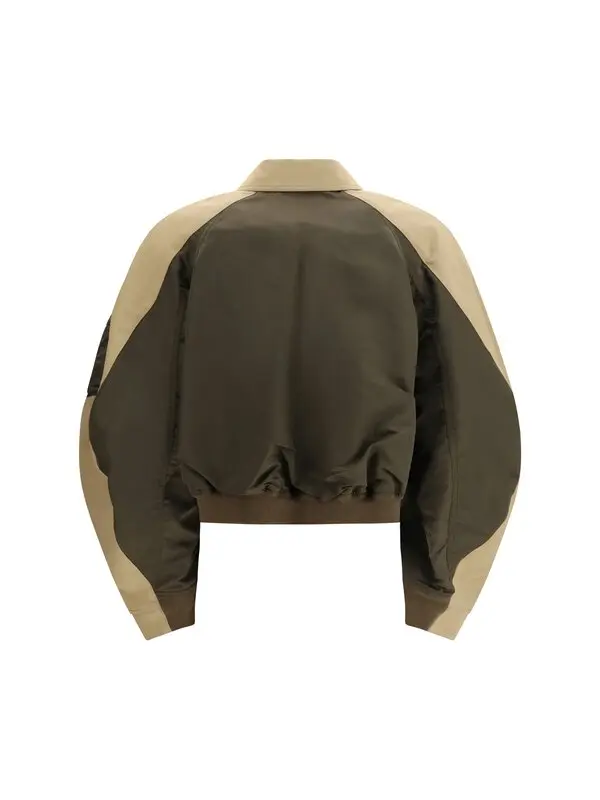 Sacai Cotton And Nylon Bomber Jacket - Green