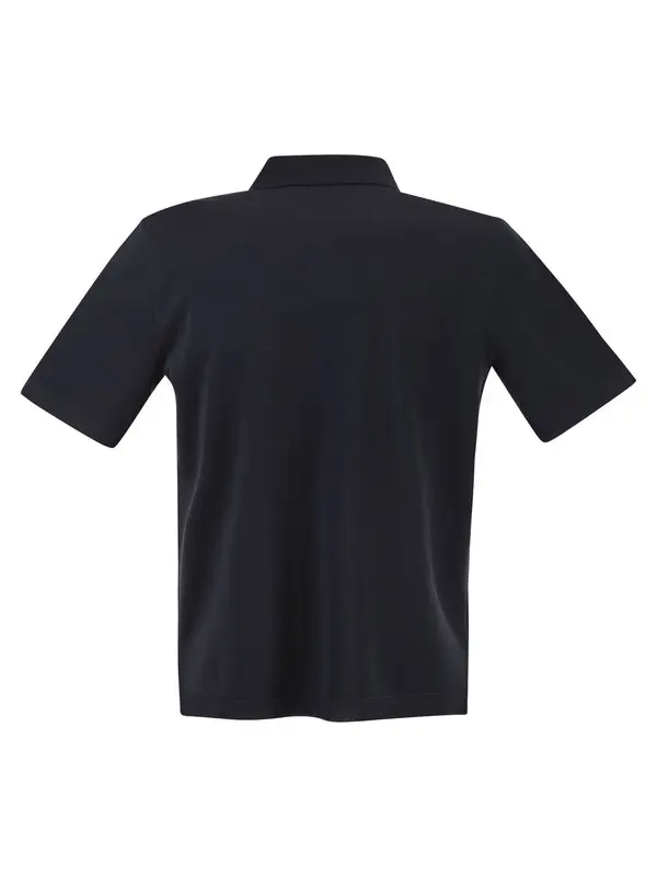 Herno Cotton Jersey Polo Shirt With Open Collar - Blue