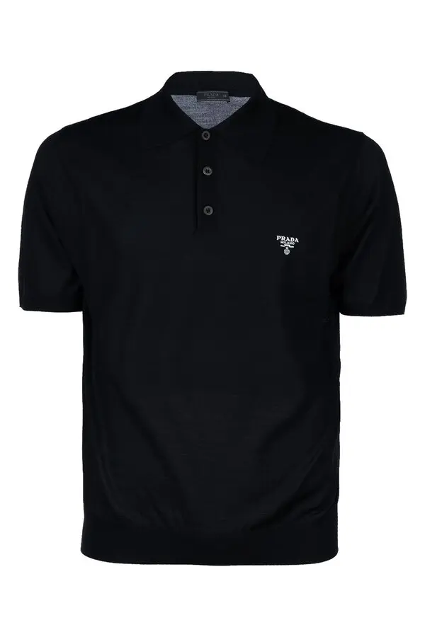 Prada Black Knitwear Polo Shirt