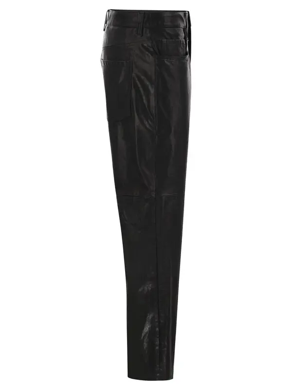 Brunello Cucinelli Wide Five-pocket Trousers In Smooth Nappa Leather