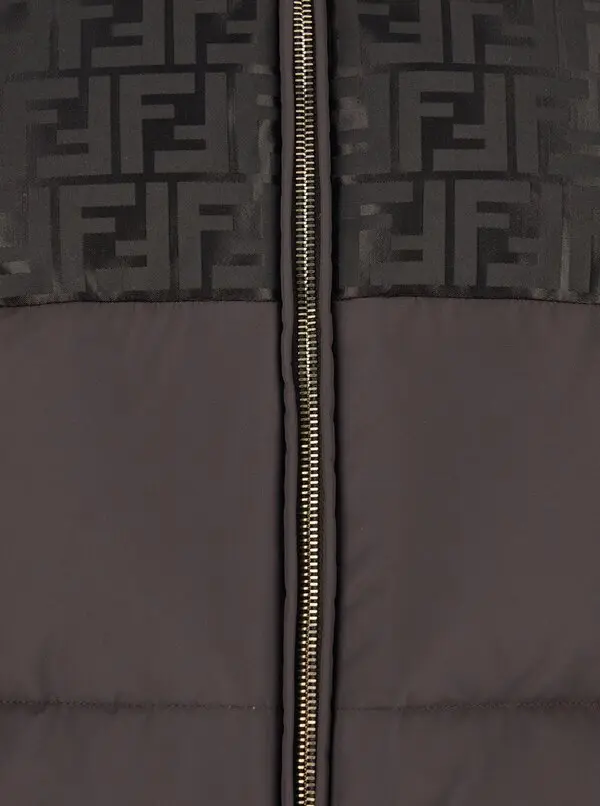 Fendi Down Jacket With Drawstring Hood And Ff Motif - Multicolor