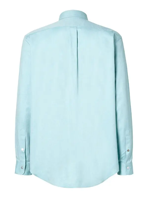 Fendi Oxford Cotton Shirt With Ff Embroidery - Blue