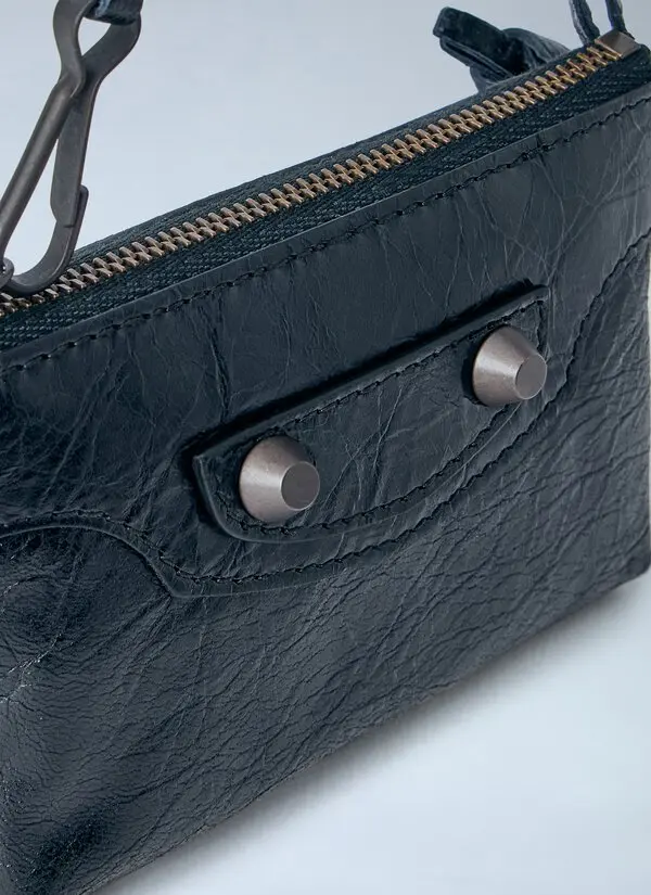 Balenciaga Textured Leather Zipped Pochette With Adjustable Strap