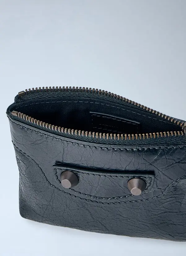 Balenciaga Textured Leather Zipped Pochette With Adjustable Strap