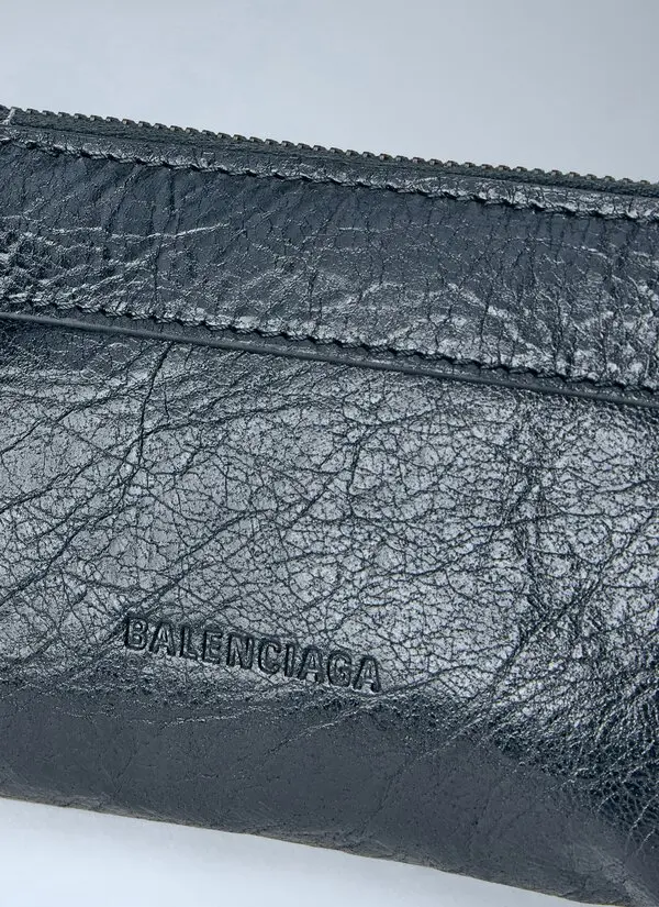 Balenciaga Textured Leather Zipped Pochette With Adjustable Strap