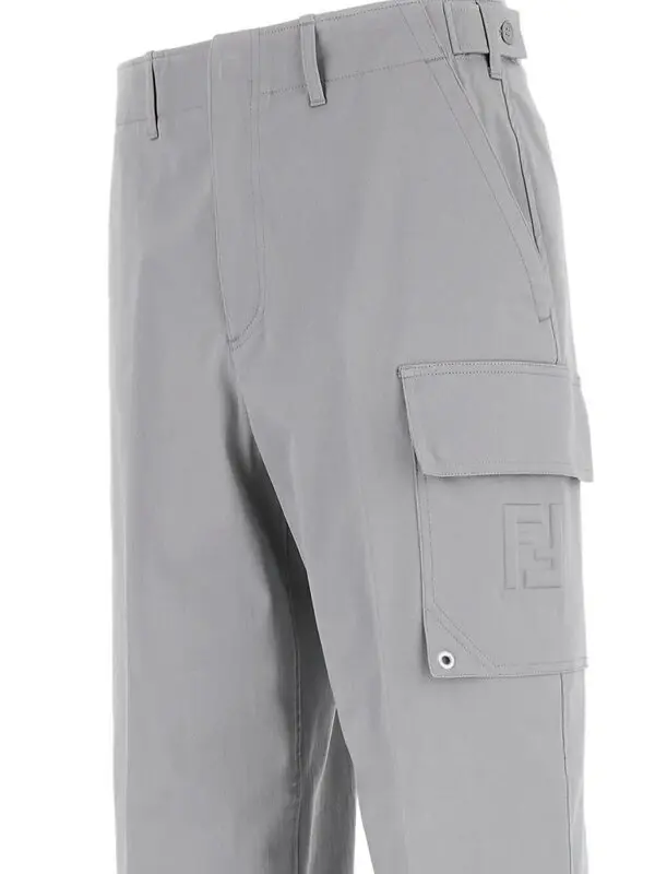 Fendi Gabardine Cargo Trousers - Gray