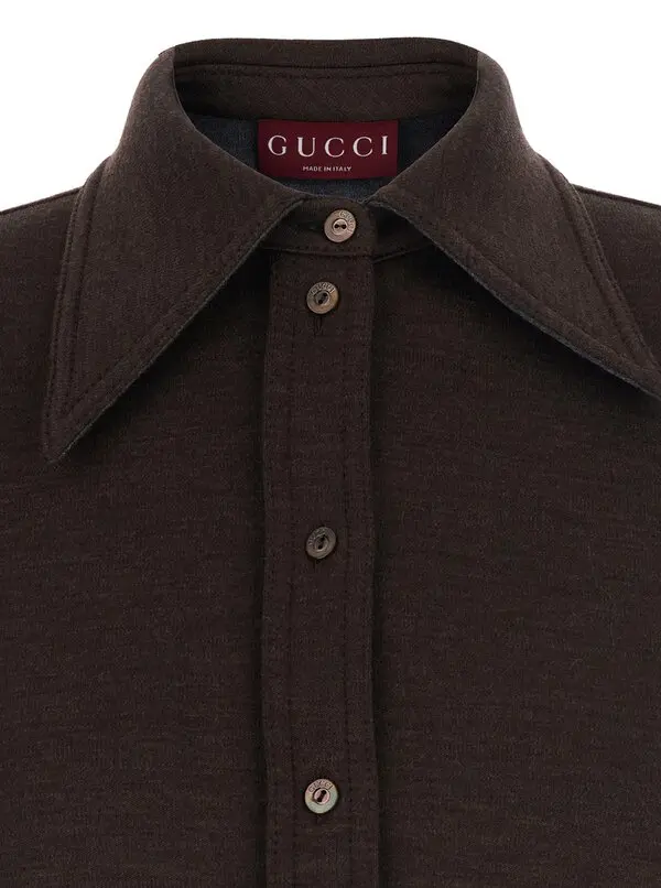 Gucci Wool And Cotton Blend Polo Shirt - Brown