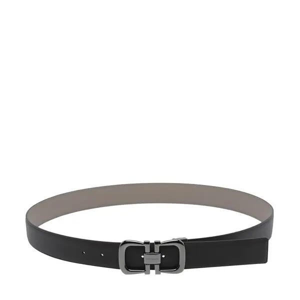 FERRAGAMO Adjustable Woven Leather Belt With Engraved Buckle - Brown