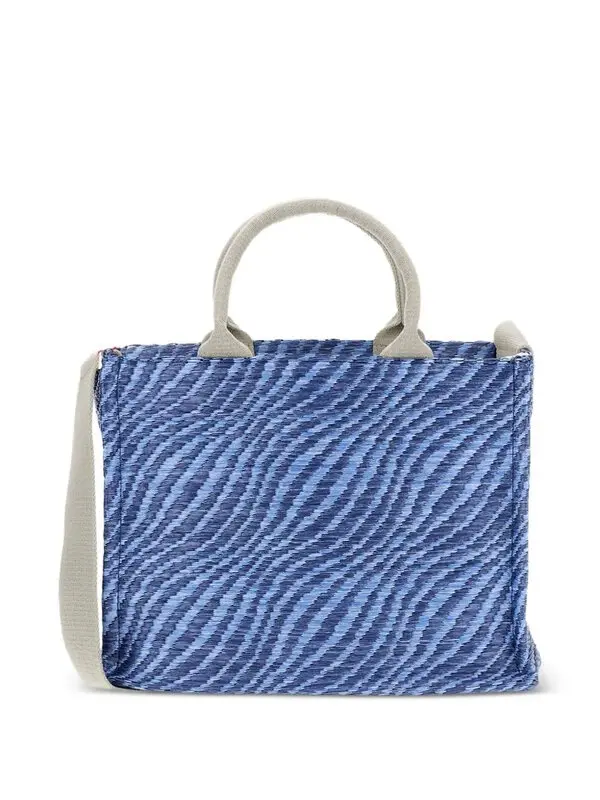 Marni Wavy Raffia-effect Small Tote Bag - Blue