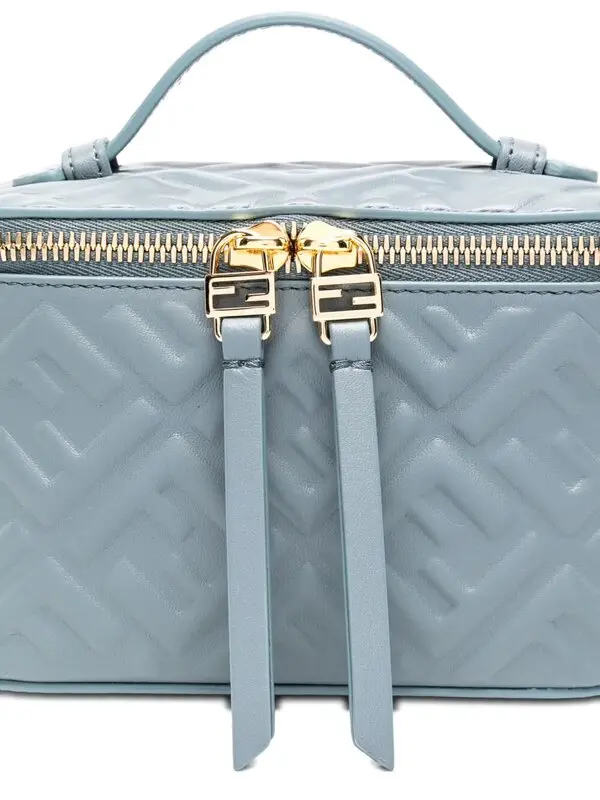 Fendi Vanity Nappa Leather Bag With Ff Motif - Blue
