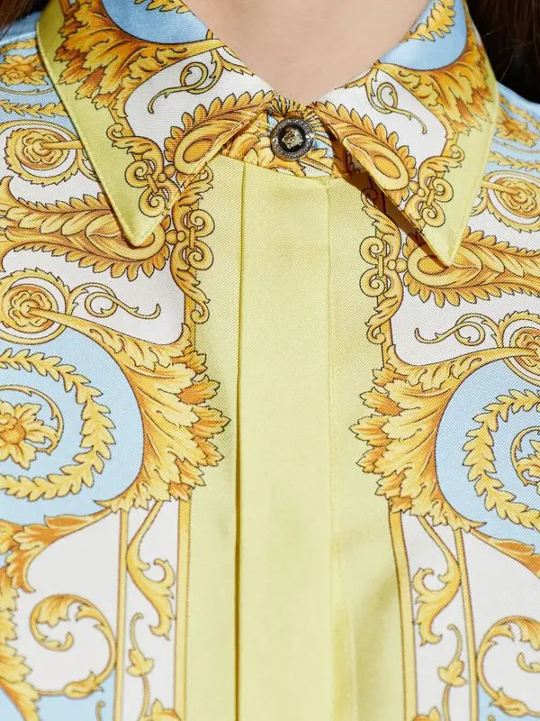 Versace Baroque Printed Silk Shirt - Blue