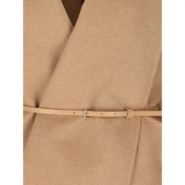 Max Mara Camel Hair Shawl Collar Belted Coat - Cream