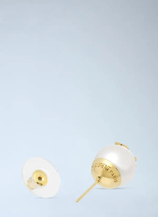 Saint Laurent Monogram Faux Pearl And Crystal Embellished Mismatched Stud Earrings