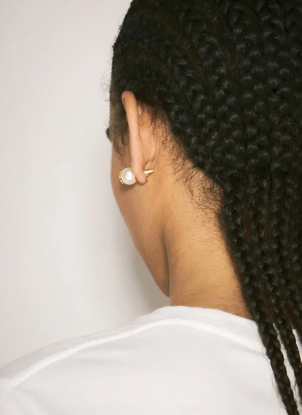 Saint Laurent Monogram Faux Pearl And Crystal Embellished Mismatched Stud Earrings