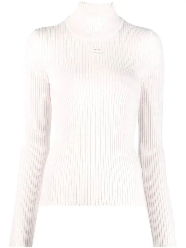 COURREGES Re-edition Rib Knit Mockneck Sweater - White