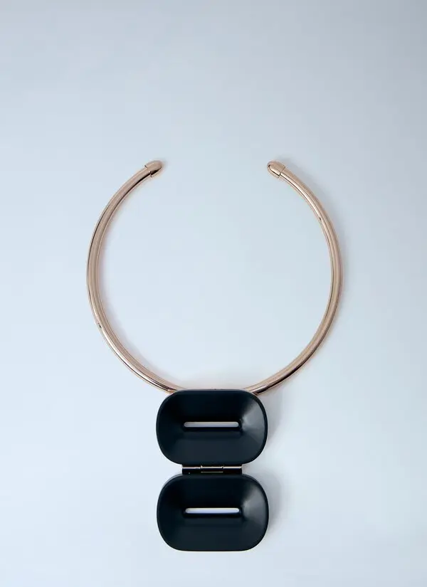 Max Mara Sculptural Hinged Double Pendant Necklace - Brown