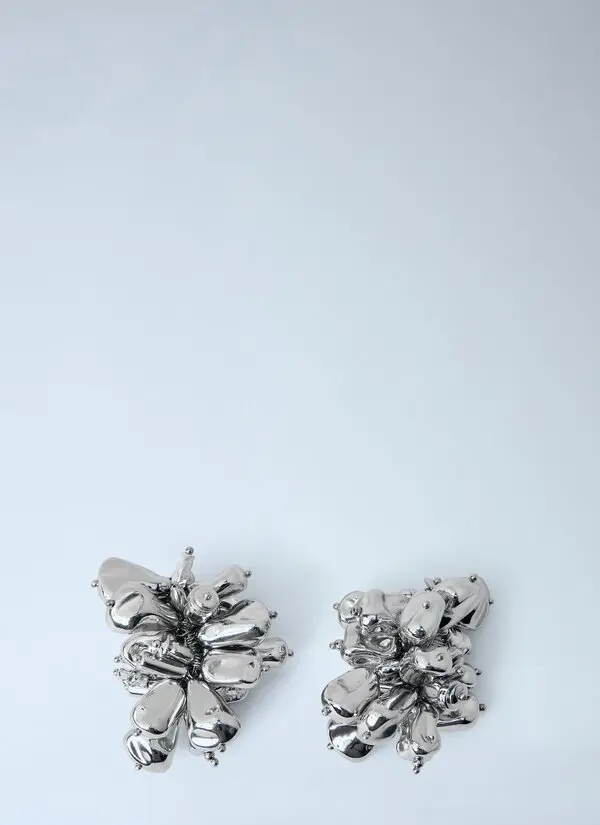 Dries Van Noten Sculptural Metal Earrings - Silver