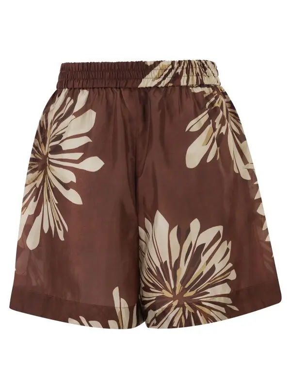 Brunello Cucinelli Silk Twill Floral Print Shorts - Multicolor