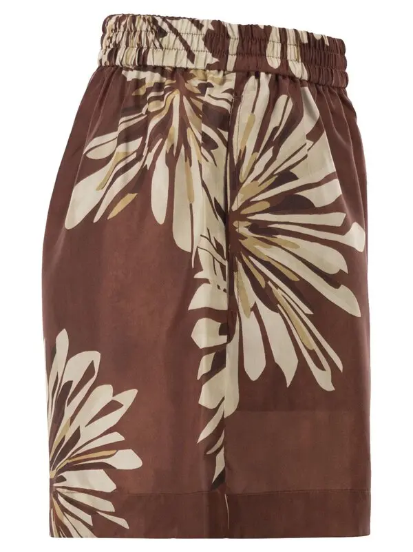 Brunello Cucinelli Silk Twill Floral Print Shorts - Multicolor