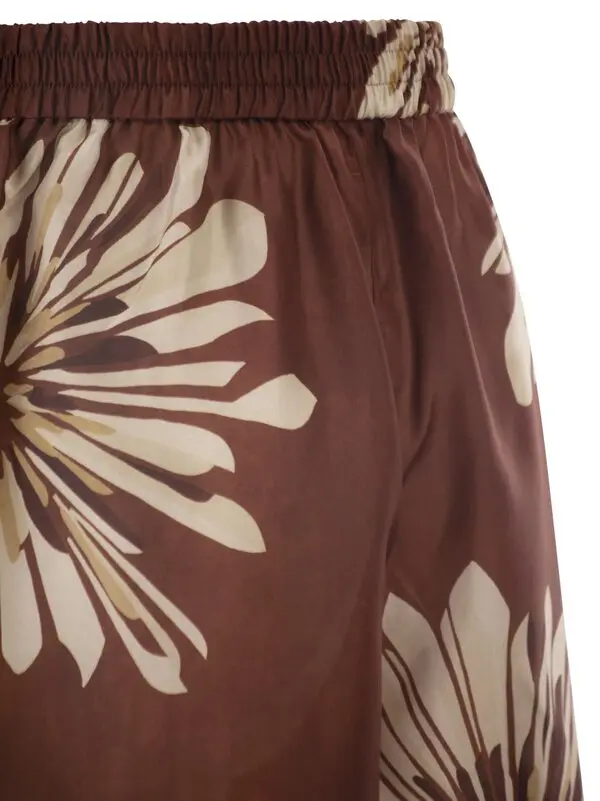 Brunello Cucinelli Silk Twill Floral Print Shorts - Multicolor