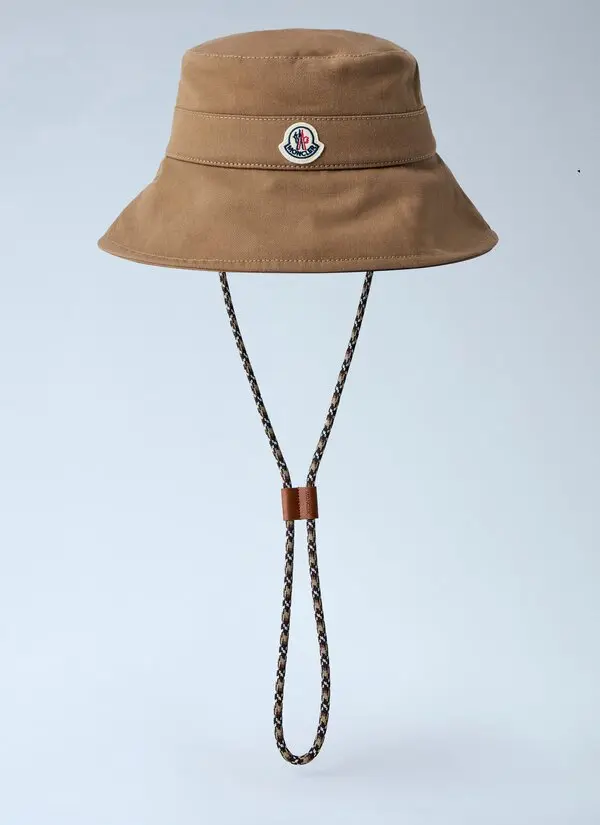 Moncler Logo Patch Bucket Hat - Brown