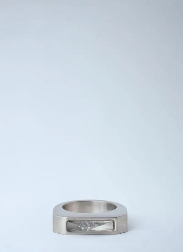 Rick Owens Pyramid Palladium Brass Ring - Silver