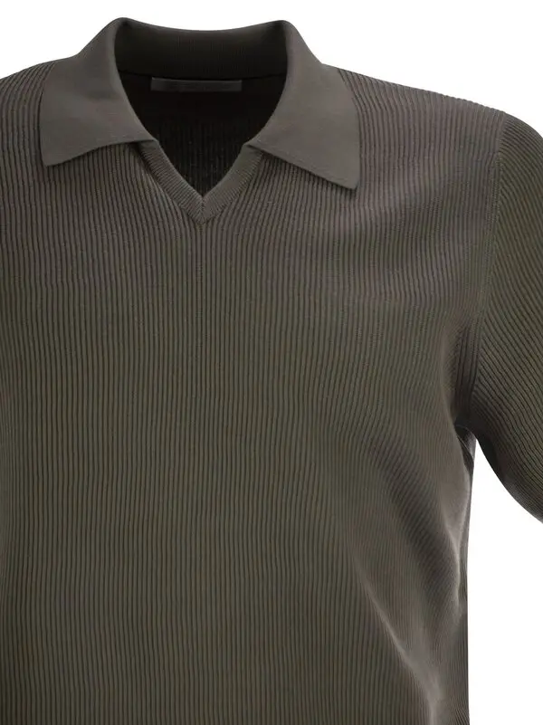 Brunello Cucinelli Cotton Rib Knit Polo Shirt - Yellow