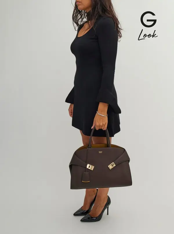 FERRAGAMO Leather Handbag With Gancini Buckles - Multicolor