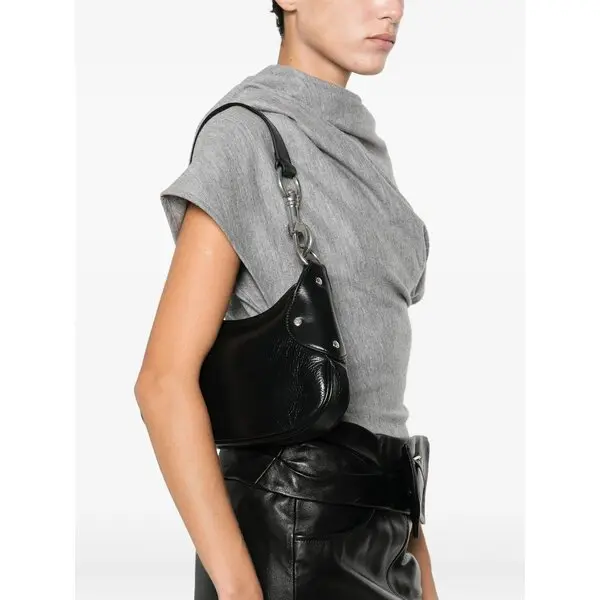 Mulberry Calf Leather Shoulder Bag With Silver-tone Hardware - Black