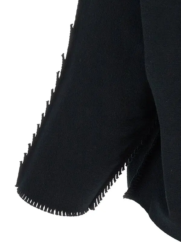 Issey Miyake Campagne' Crewneck Sweater With Batwing Sleeves And Fringed Edges