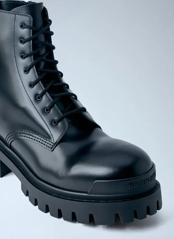 Balenciaga Leather Combat Boots With Track Sole