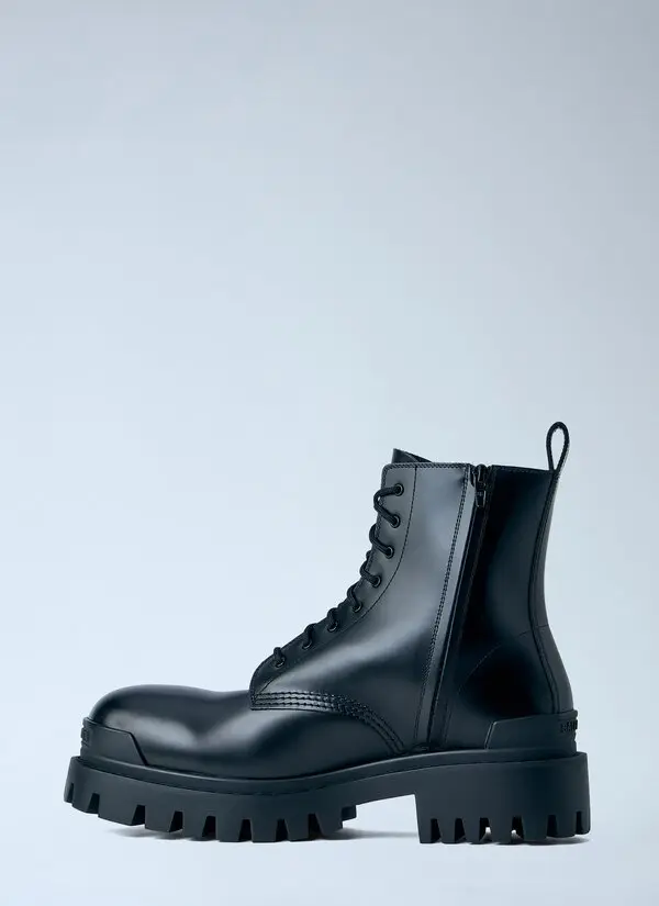Balenciaga Leather Combat Boots With Track Sole