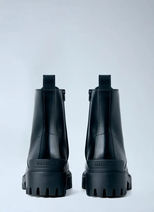 Balenciaga Leather Combat Boots With Track Sole