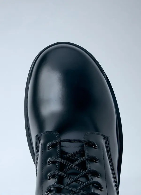 Balenciaga Leather Combat Boots With Track Sole