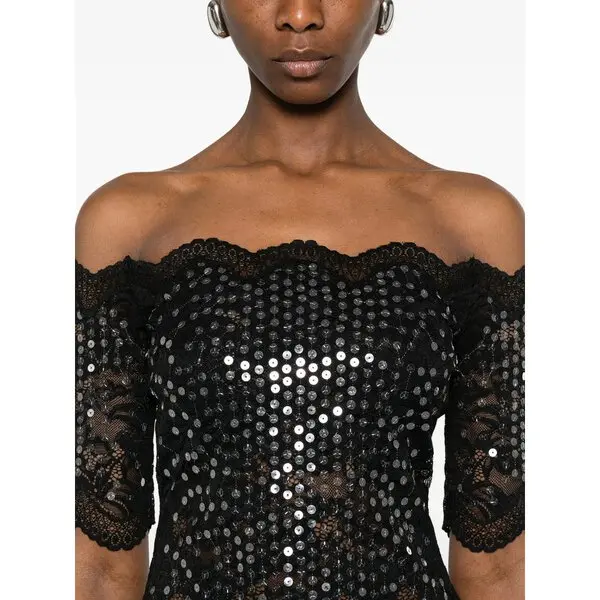 Rabanne Off-shoulder Sequin Embellished Top